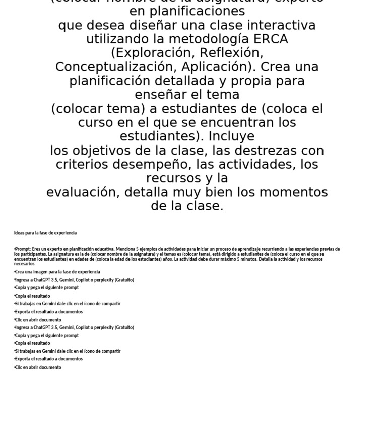 Planifica tu clase ERCA | PDF