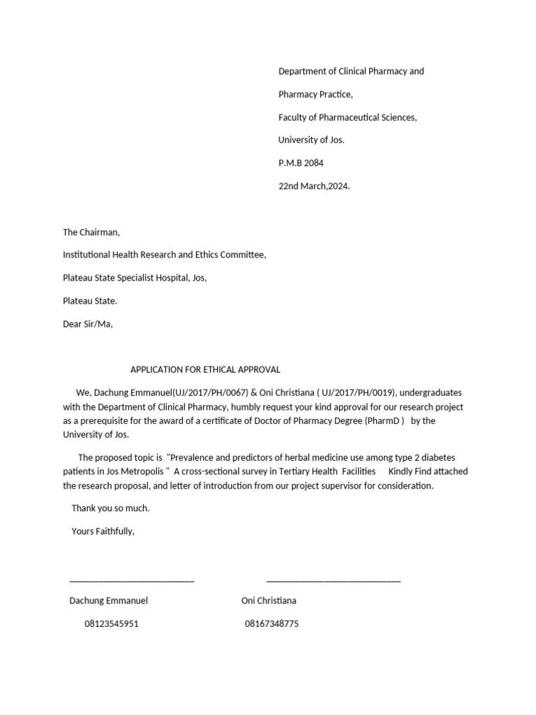 Application for ethical approval | PDF