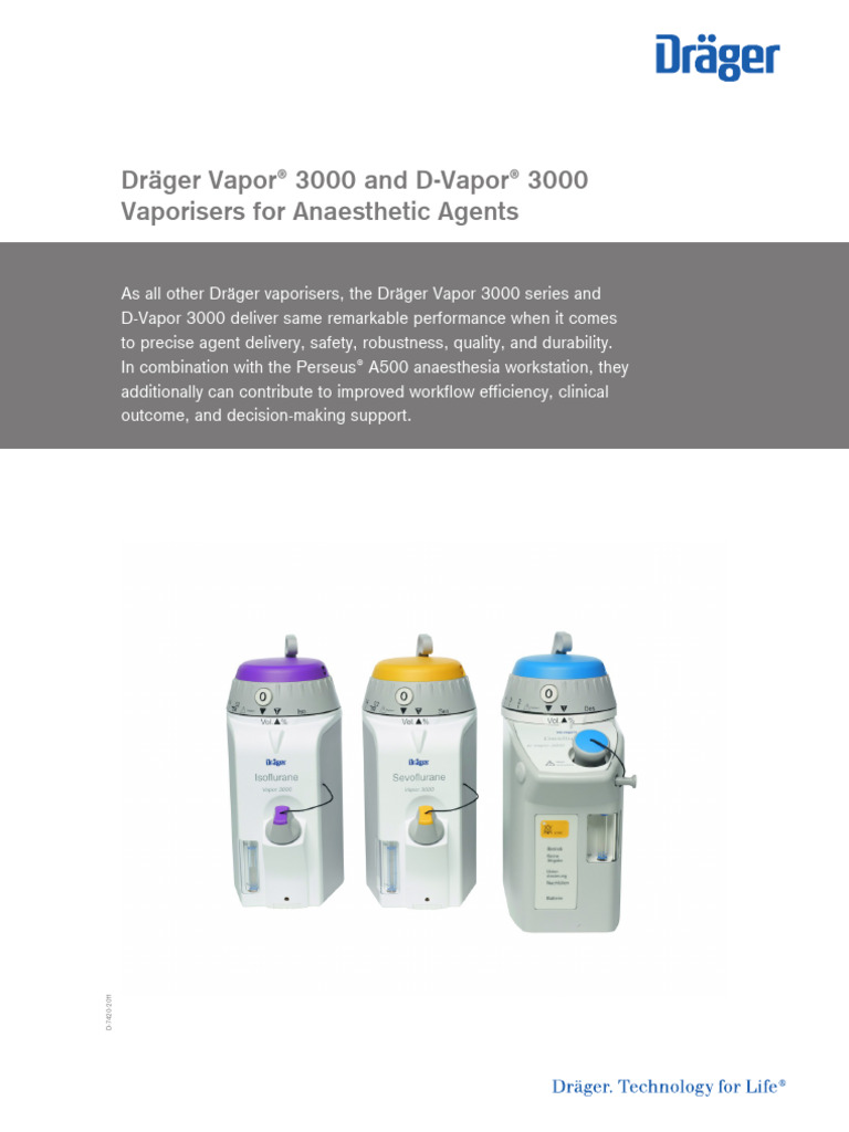 Dräger Vapor 3000 and D-Vapor 3000 | PDF | Anesthesia