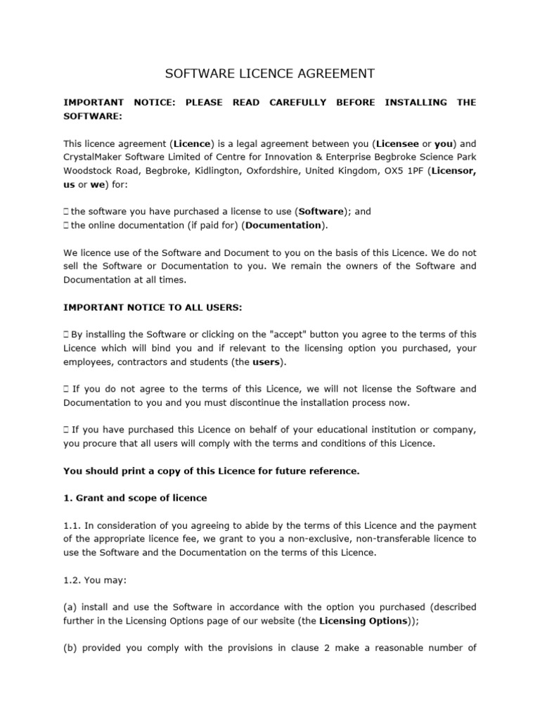 CrystalMaker For Windows 11.0.2 | PDF | License | Legal Liability