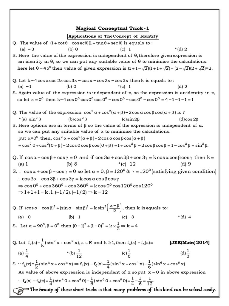 Maths Tricks | PDF | Trigonometric Functions | Special Functions