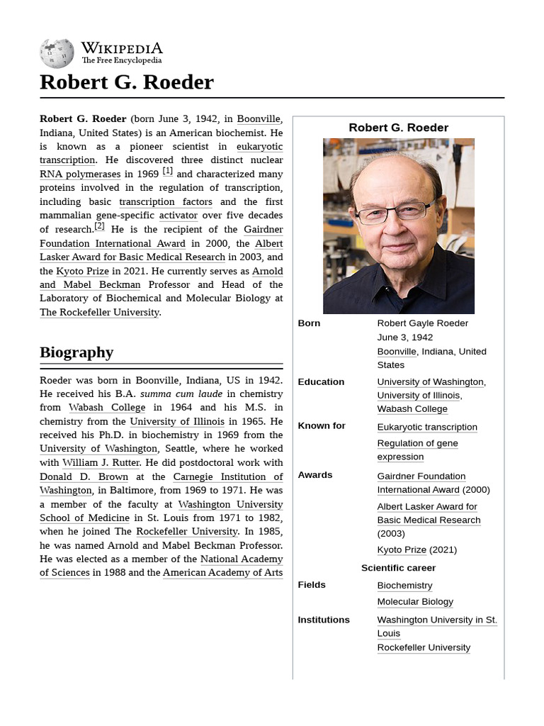 Robert_G._Roeder | PDF | Health Sciences | Biological Processes