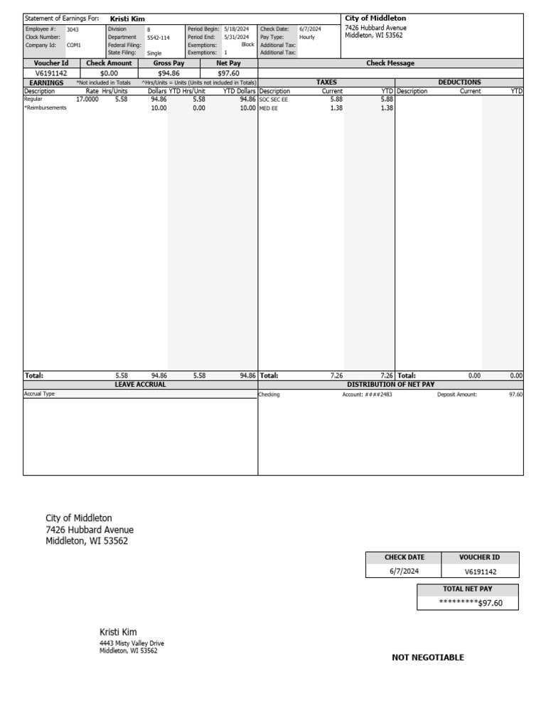 CheckStubReport 20240608104411 | PDF | Taxes | United States Law