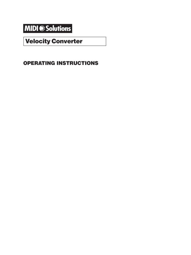 MIDI Solutions Velocity Converter Guide | PDF | Curvature | Computer ...