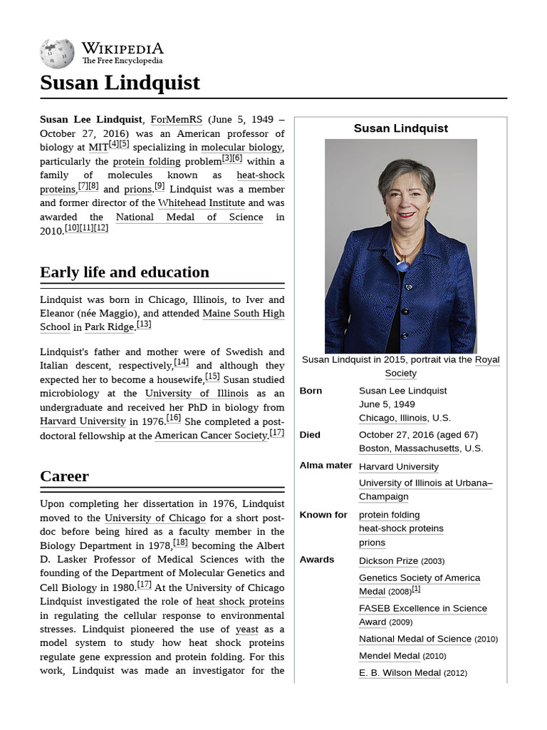 Susan_Lindquist | PDF | Cell Biology | Biology