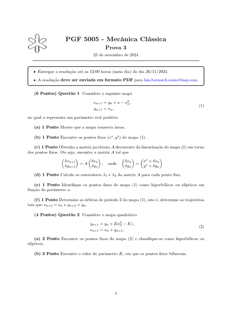 Prova3 Termoestatostica 2024 | PDF | Teoria da Matrix | Conceitos matemáticos