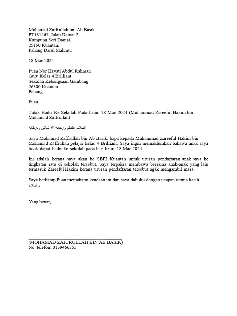 surat tunjuk sebab skg | PDF