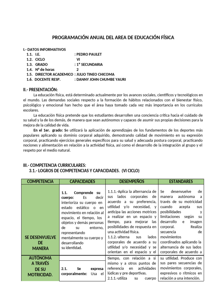 Programacion Curricular 1ro de Secundaria - Ciclo Vi | PDF | Enseñando
