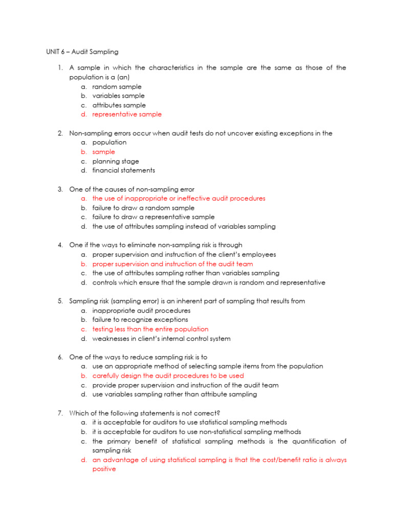 Unit 6 Audit Sampling PDF | PDF | Sampling (Statistics) | Statistics
