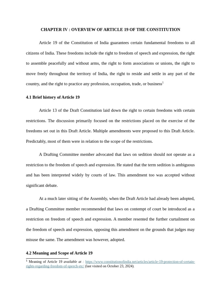 CHAPTER 4 OVERVIEW ARTICLE 19 PDF Defamation Freedom Of Speech