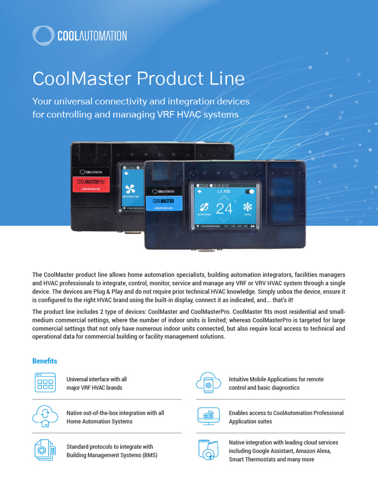 CoolMaster Product Line | PDF | Building Automation | Automation