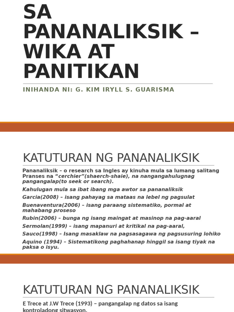 Introduksyon Sa Pananaliksik - Wika at Panitikan | PDF