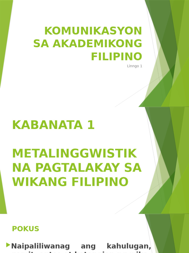 Komunikasyon Sa Akademikong Filipino Kabanata 1 | PDF
