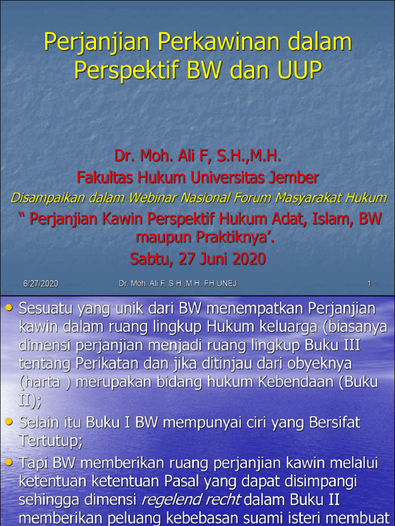 Dr Moh Ali SH MH Perj Kwn BW dan UUP | PDF