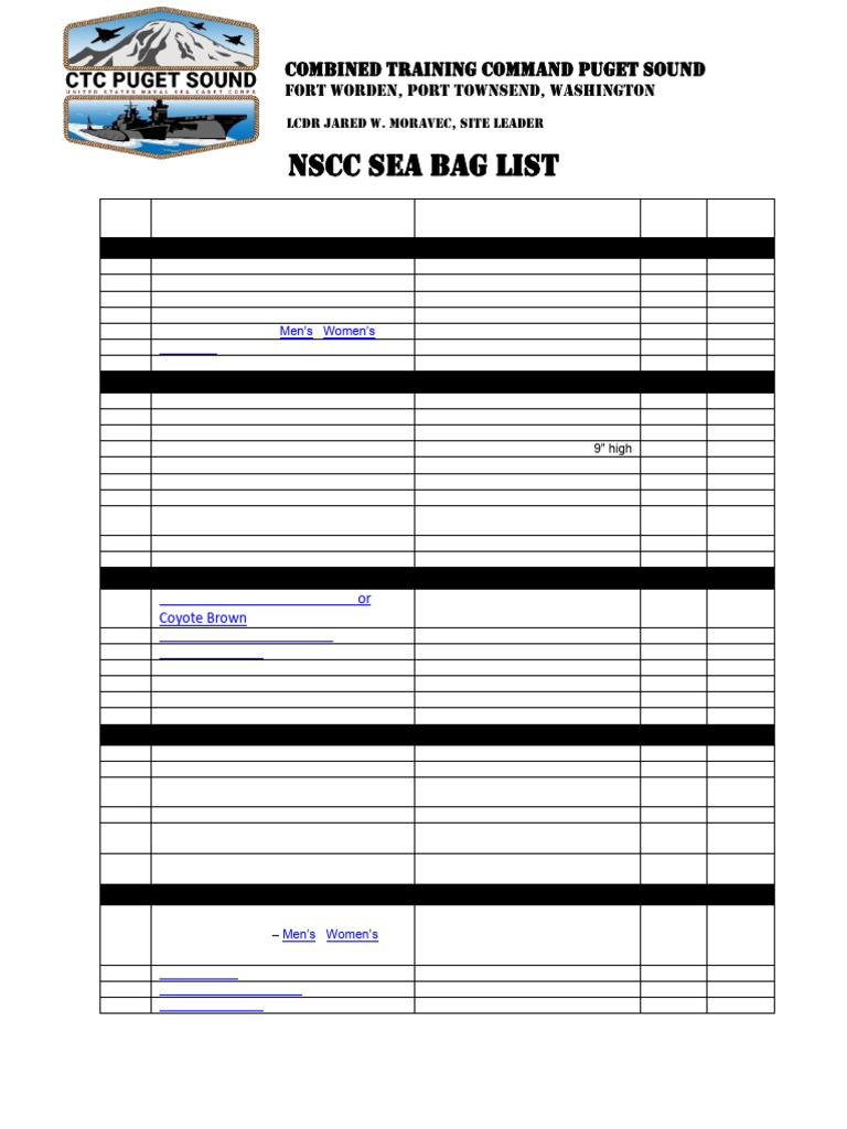 NSCC Sea Bag List - Winter 2024 6 | PDF | Clothing | Fashion