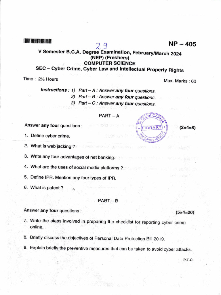 29 Cyber Crime Cyber Law Intellectual Property Rights Feb Mar 2024 ...