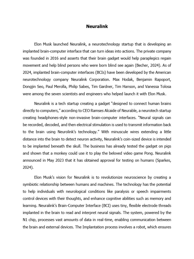 Neuralink: Revolutionizing Neurotech | PDF