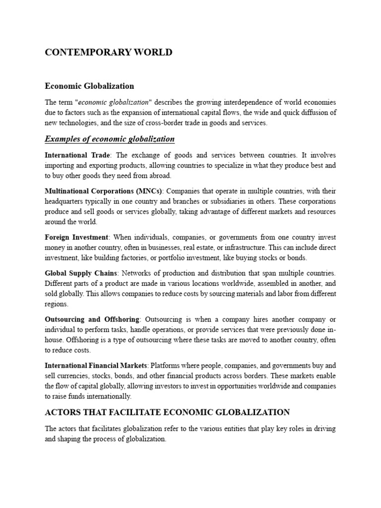 Economic Globalization and Modern World System | PDF | World Systems ...