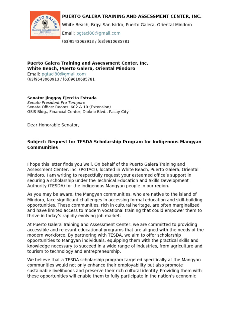 letter for the senate | PDF