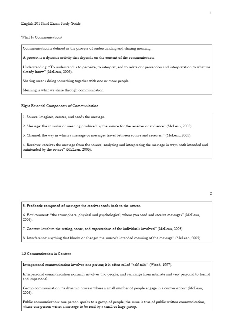 Communication Essentials Study Guide | PDF | Communication | Human ...
