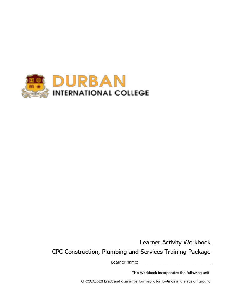 Formwork Training Workbook | PDF | Occupational Safety And Health ...