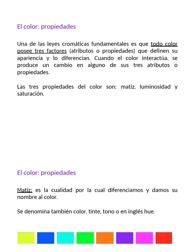Color y Sus Propiedades, Circulo Cromatico | PDF | Color | Matiz