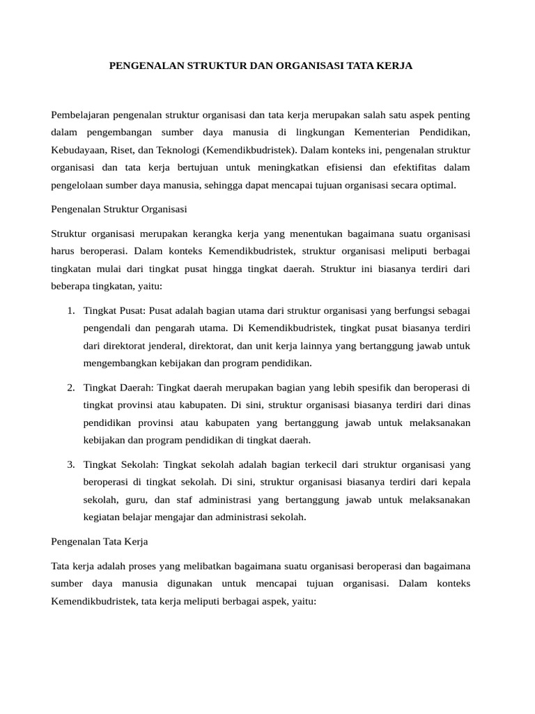Pengenalan Struktur Dan Organisasi Tata Kerja | PDF