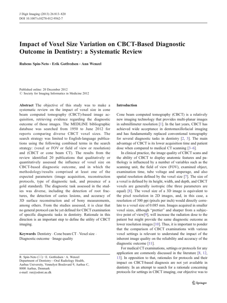 Voxel Size Impact on CBCT Diagnostics | PDF | Ct Scan