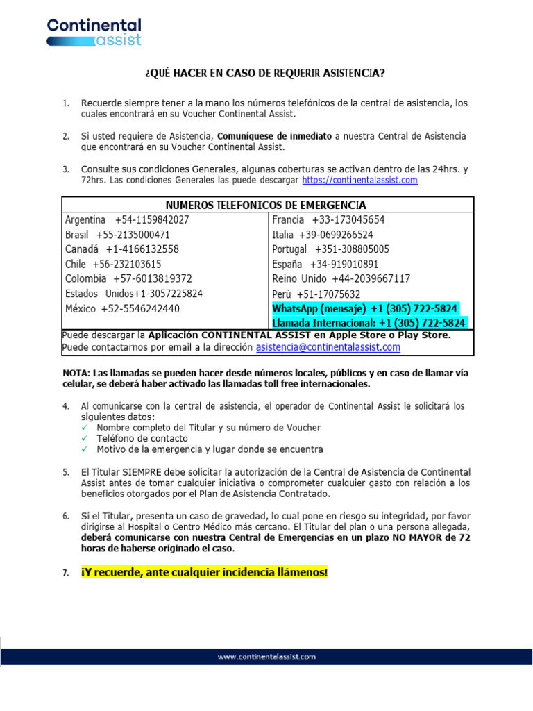 Que Hacer en Caso de Requerir Asistencia Oct2024 | PDF