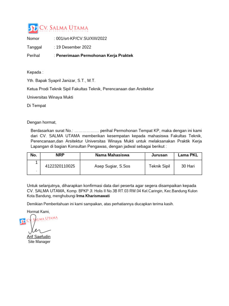 SURAT PA ASEP | PDF
