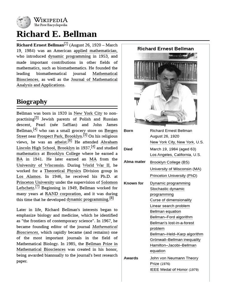 Richard_E._Bellman | PDF | Mathematics | Applied Mathematics