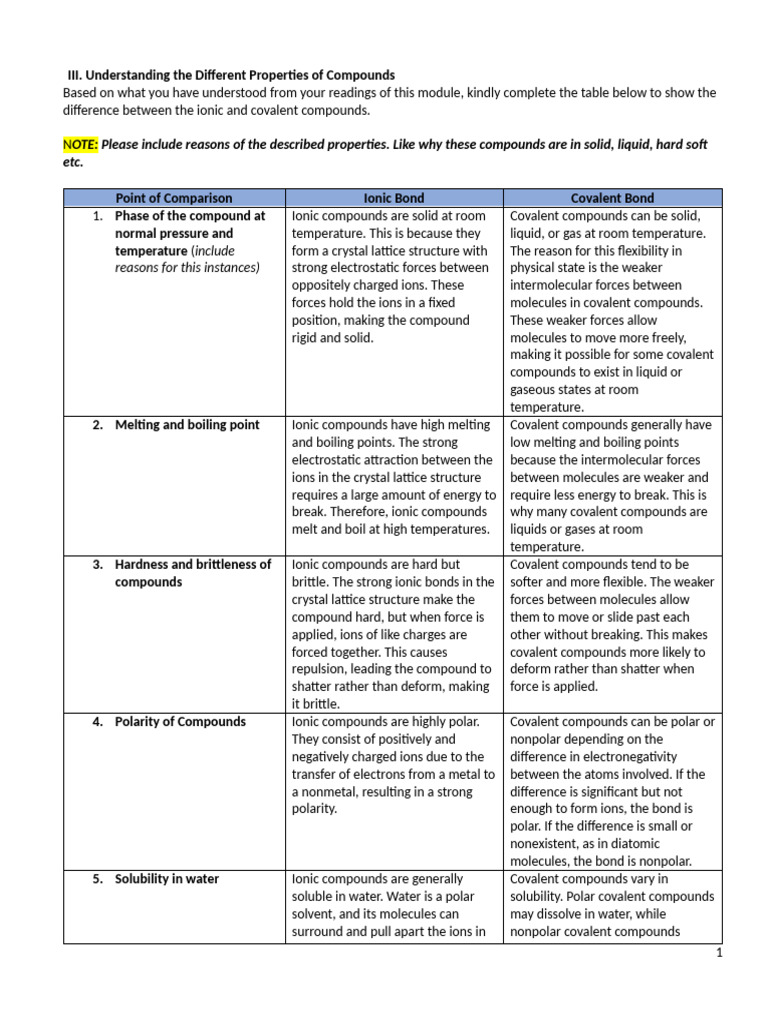 Worksheet On Chemical Bonding | PDF | Chemical Compounds | Chemical ...