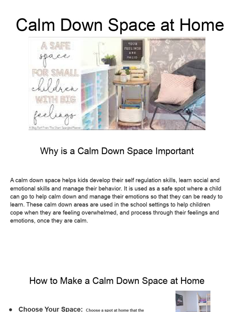 Calm Down Space at Home | PDF