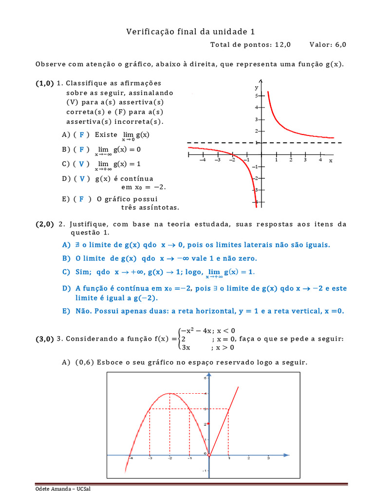 gab - Prova 1 - 3a feira | PDF | Matemática
