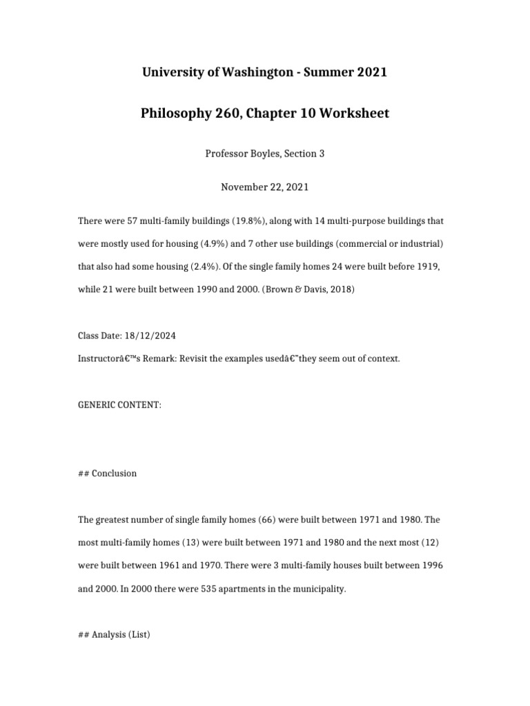 Philosophy 260 Chapter 10 Worksheet | PDF | Economies