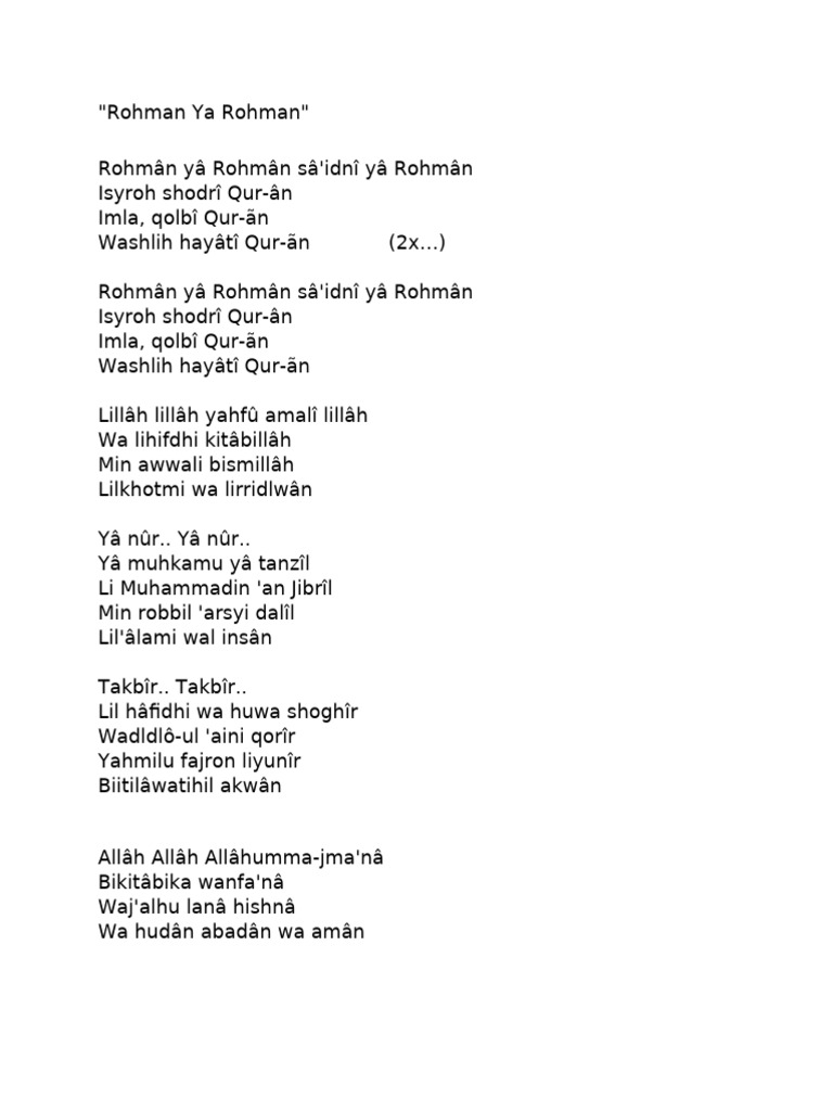 Rohman Ya Rohman | PDF