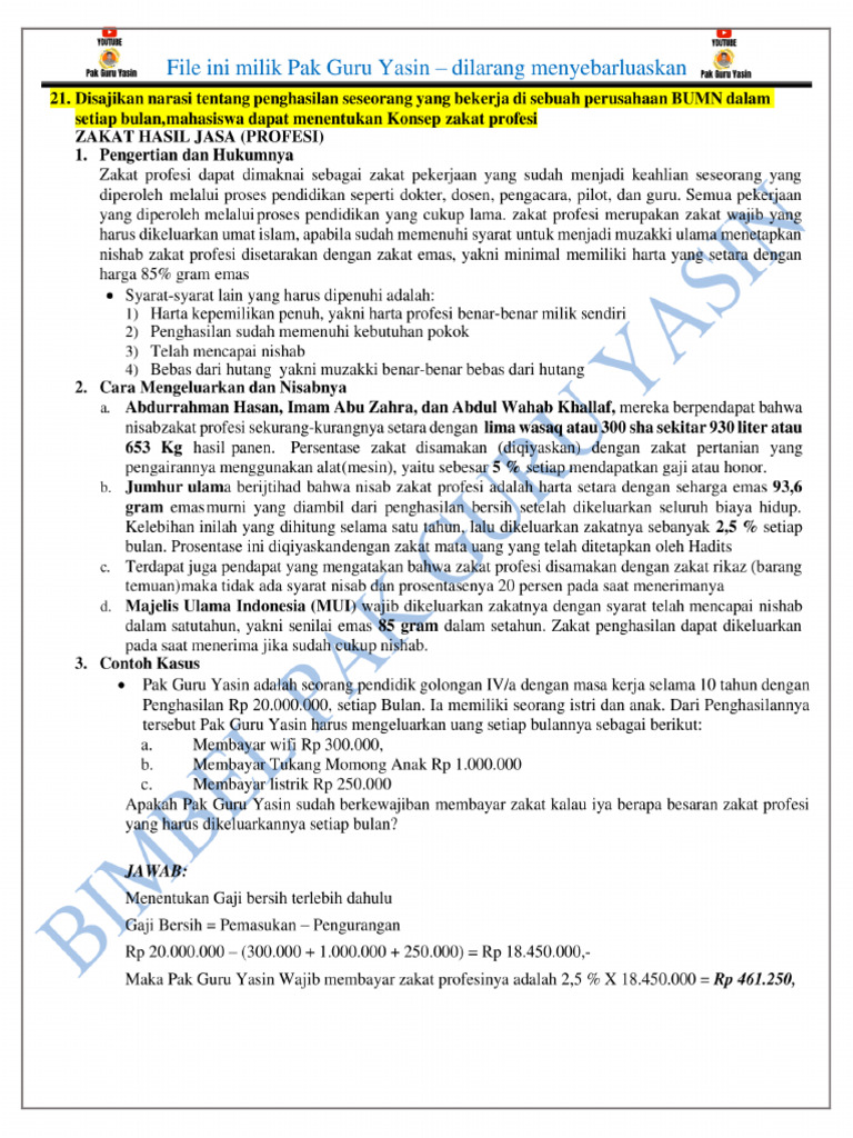 Bahan Belajar Materi Up Sesuai Kisi-Kisi 2024 - Modul Fiqih - Bimbel PPG Pak Guru Yasin | PDF