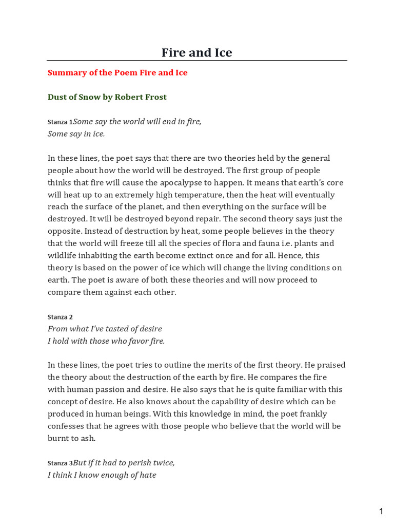 Class 10 First Flight Entire (Poems) Summary | PDF | Tiger | Ice