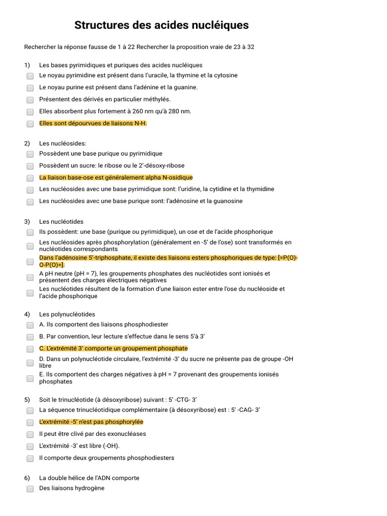 Structures des acides nucléiques et fonctions | PDF | ADN | Répertoire ...