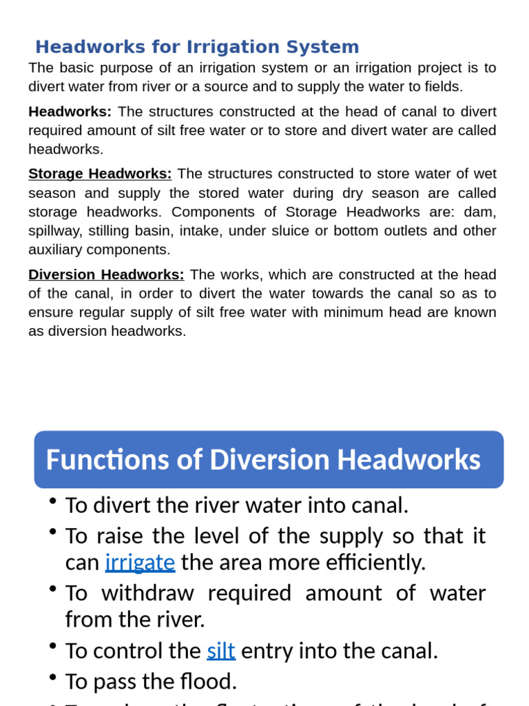 Diversion Headworks | PDF | River | Spillway