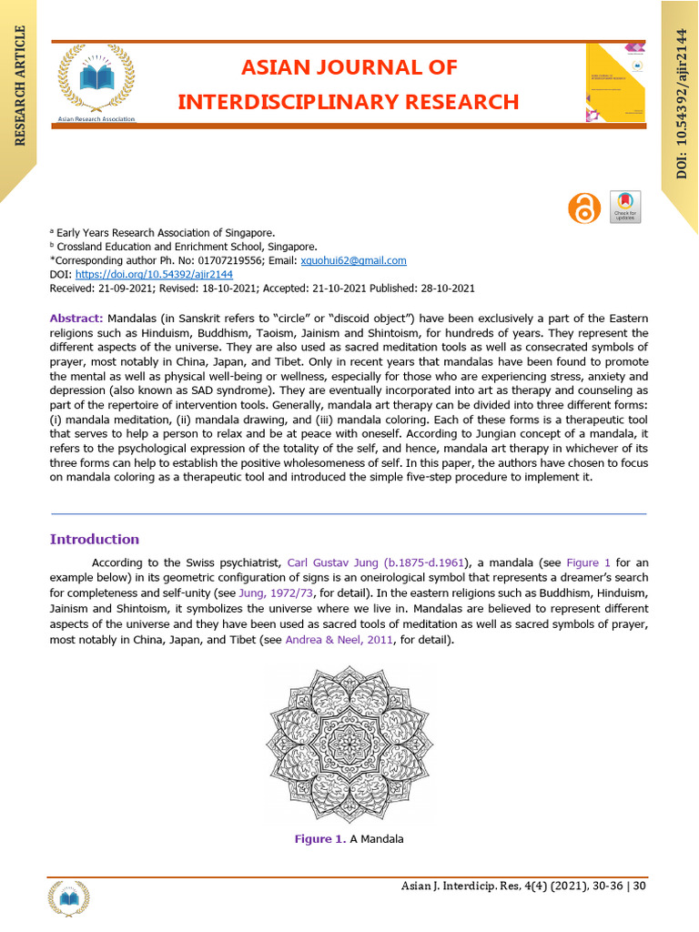 Mandala Coloring As A Therapeutic Tool in Treating | PDF | Art Therapy ...