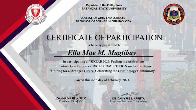 Ella Mae M. Magtibay E-Certificate | PDF