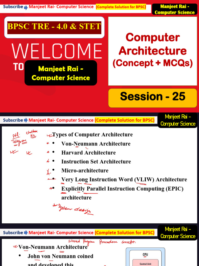 Session 25 Important Concept+MCQs Based on Computer Architecture | PDF | Central Processing Unit ...