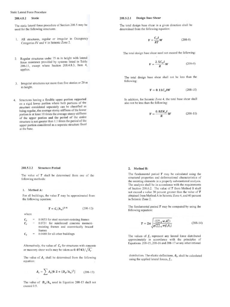 M6. Static Lateral Force Procedure | PDF
