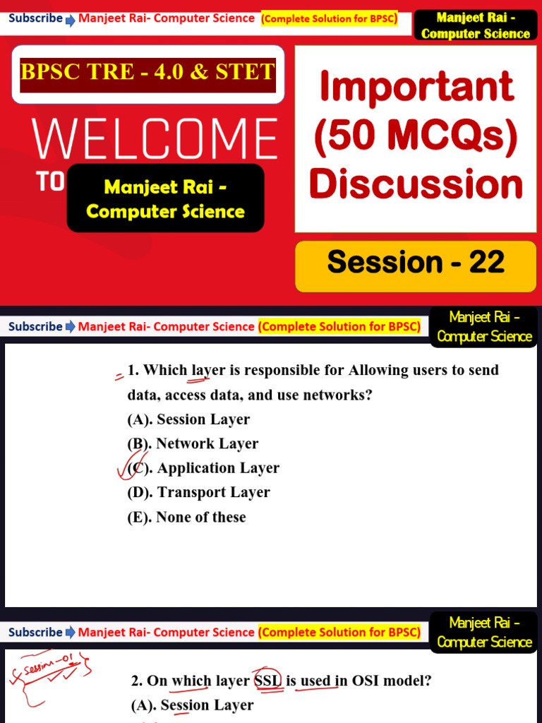 Session-22 Important MCQs Discussion | PDF | Computer Network | Osi Model