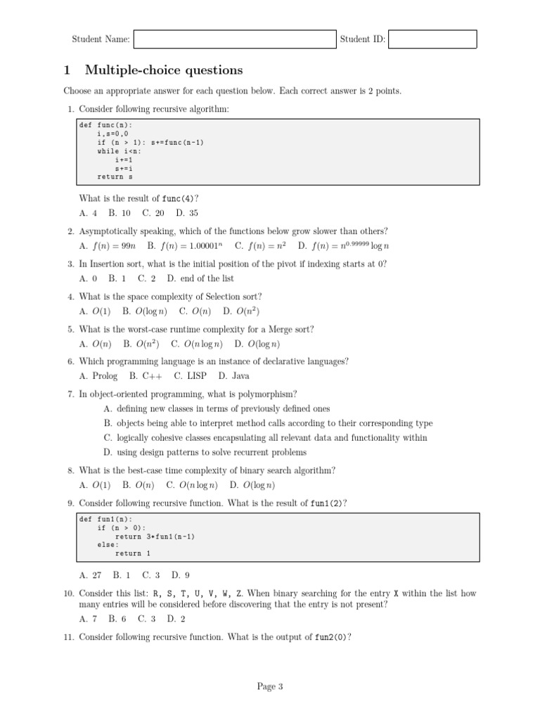 IT Exam: Multiple-Choice Questions | PDF | Queue (Abstract Data Type ...