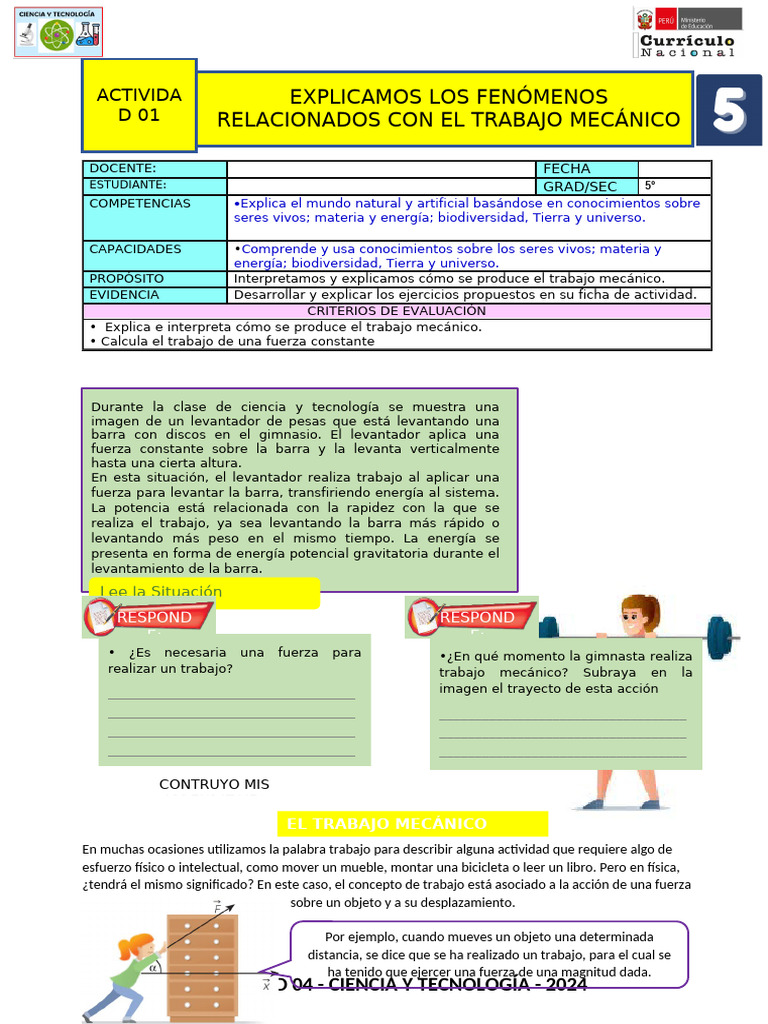 A-5º Act 1-Cyt-Und 4 | PDF | Fuerza | Física