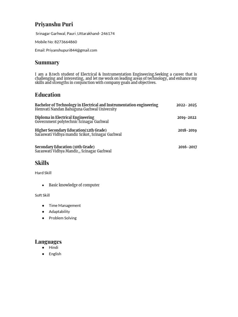 Priyanshu resume | PDF