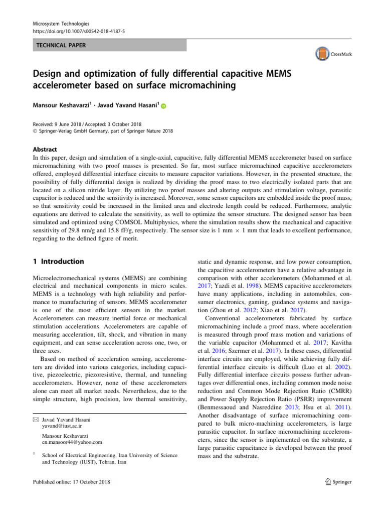 Keshavarzi and Yavand Hasani - 2019 - Design and Optimization of Fully Differential Capacitive ...