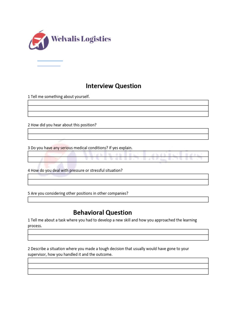 Interview Questions for Job Candidates | PDF